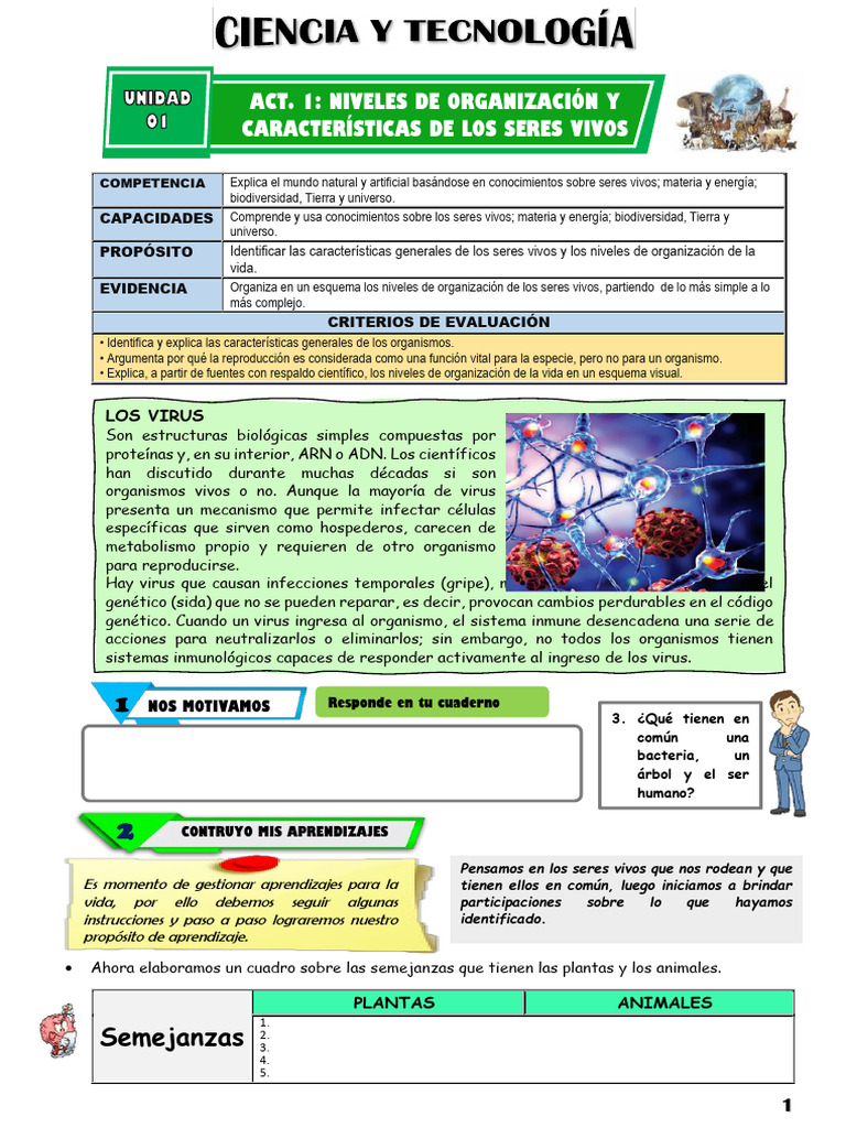 4° Cyt U1 Act1 | PDF | Organismos | Vida