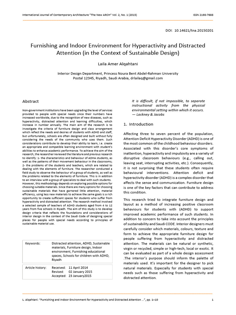 Alqahtani Classroom Design | PDF | Classroom | Attention Deficit Hyperactivity Disorder