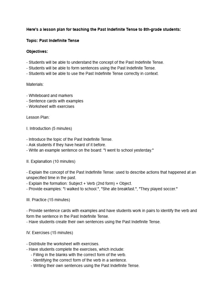 English Lesson Plan | PDF