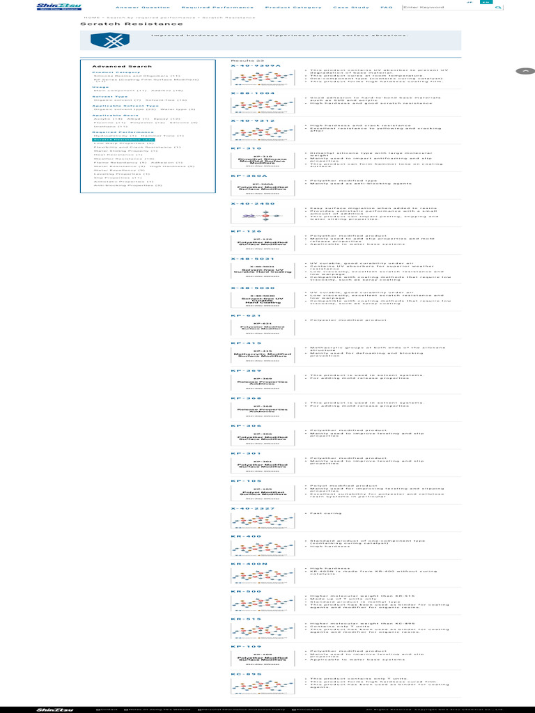 Scratch Resistance - Required Performance - Shin-Etsu Silicone Selection Guide | PDF | Silicone ...