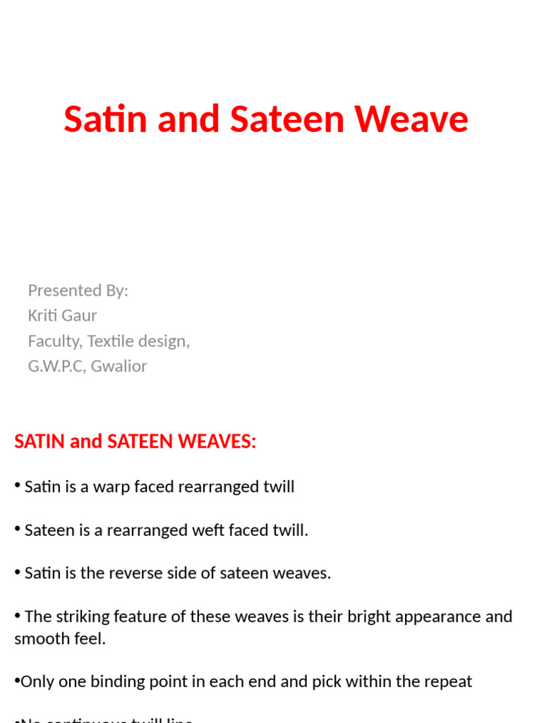 Satin and Sateen Weave (1) | PDF