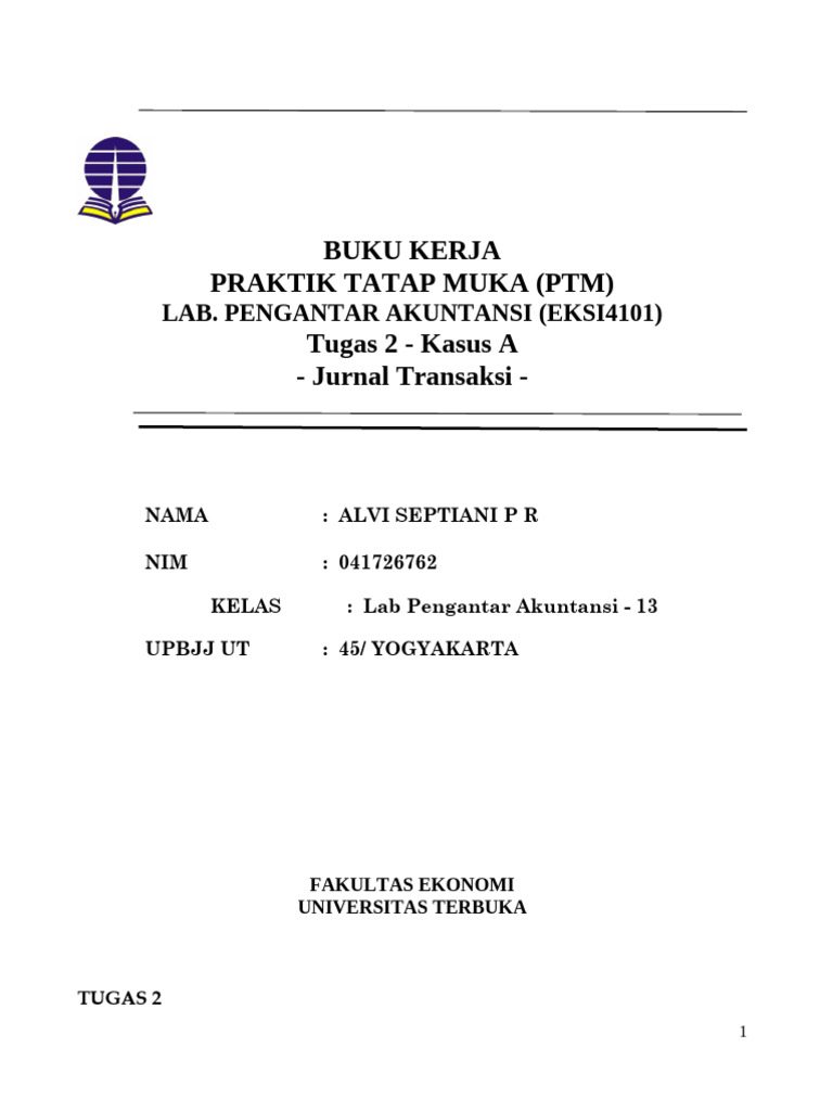 Buku Kerja PTM Tugas 2 - Lab PA | PDF | Pengelolaan Keuangan & Uang