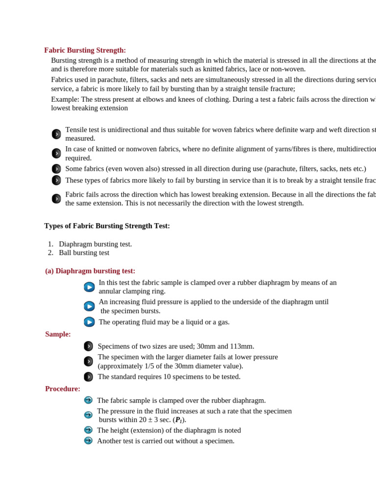 Fabric Bursting Strength | PDF | Textiles | Yarn