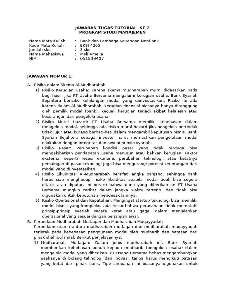 Tugas Tutorial Ke 2 - Meli Amelia | PDF | Pengelolaan Keuangan & Uang ...