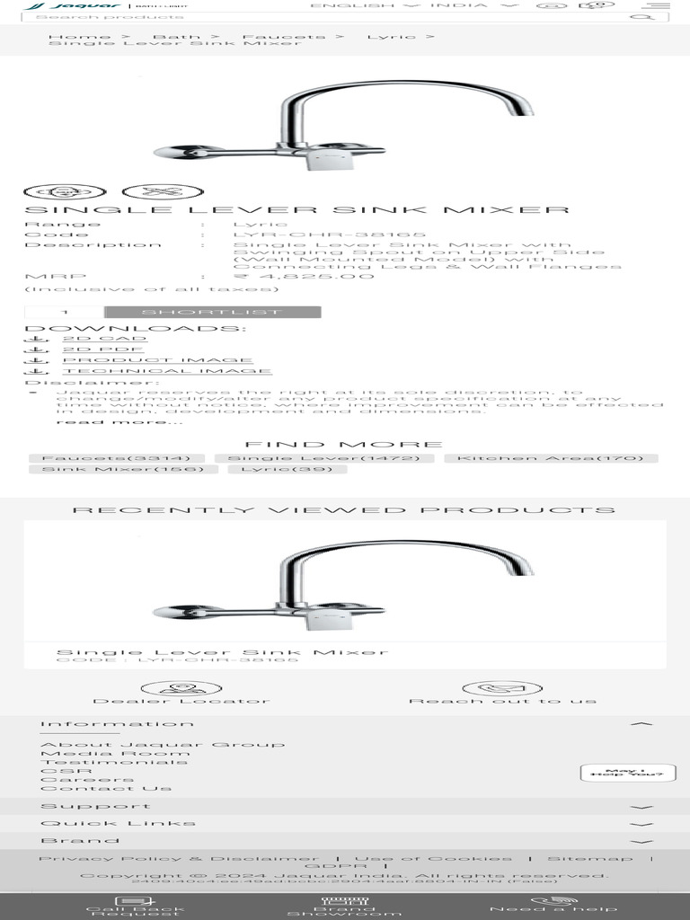 Lyric-Wall Mounted Single Lever Kitchen Sink Water Mixer | PDF | Home ...