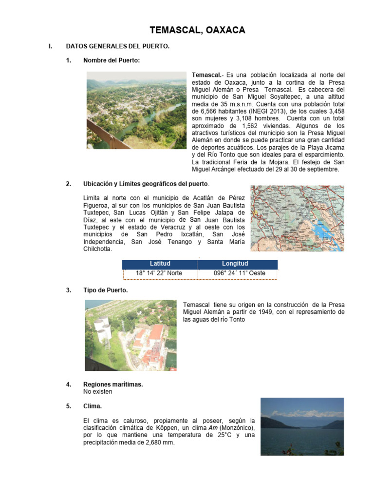 Temascal, Oaxaca: Clima y Presa Miguel Alemán | PDF | Ciencias sociales