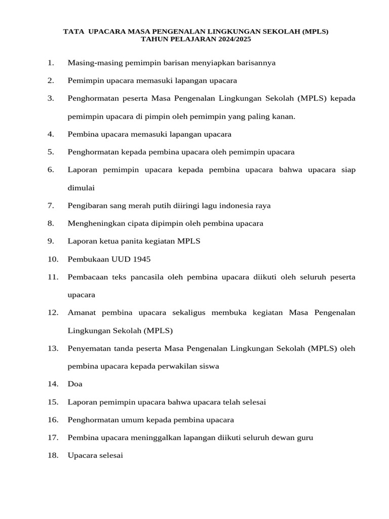 Jadwal Mos 2024 | PDF