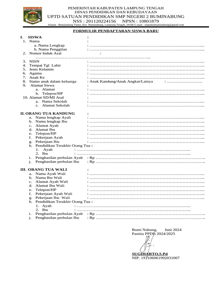 Formulir Pendaftaran PPDB | PDF