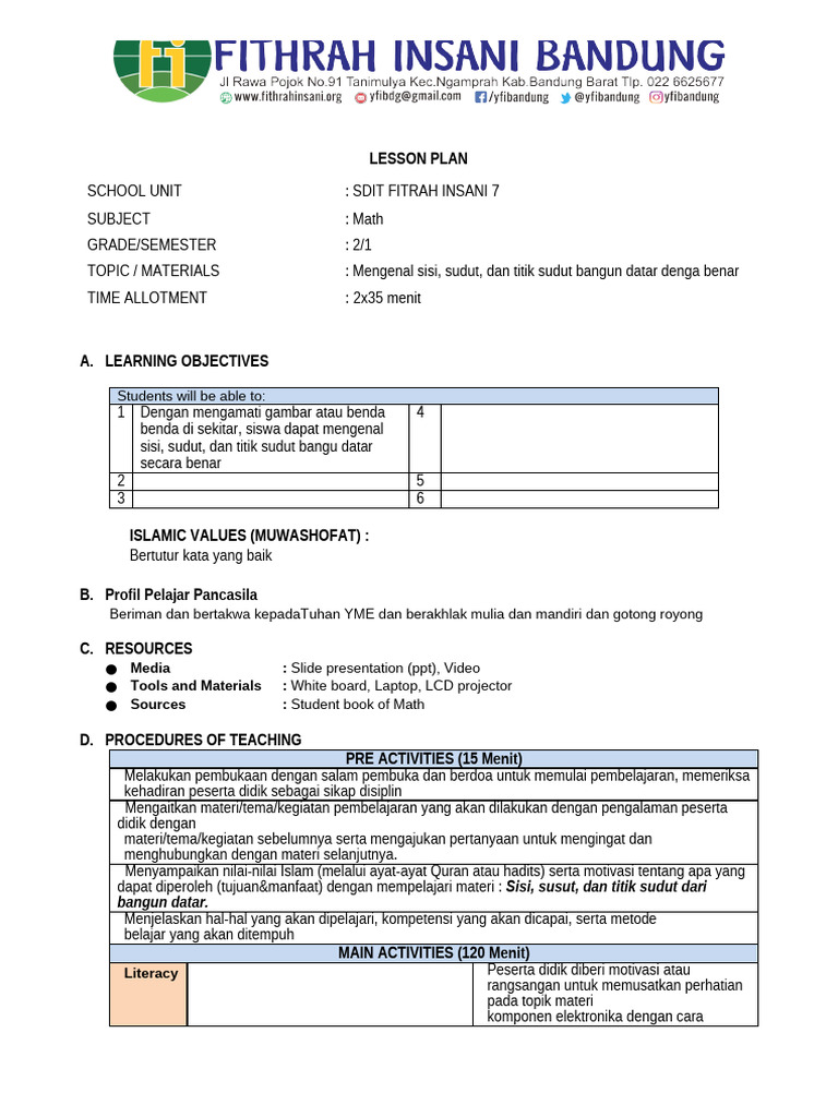 Format Lesson Plan (Modul Ajar) Kurmer-1 | PDF