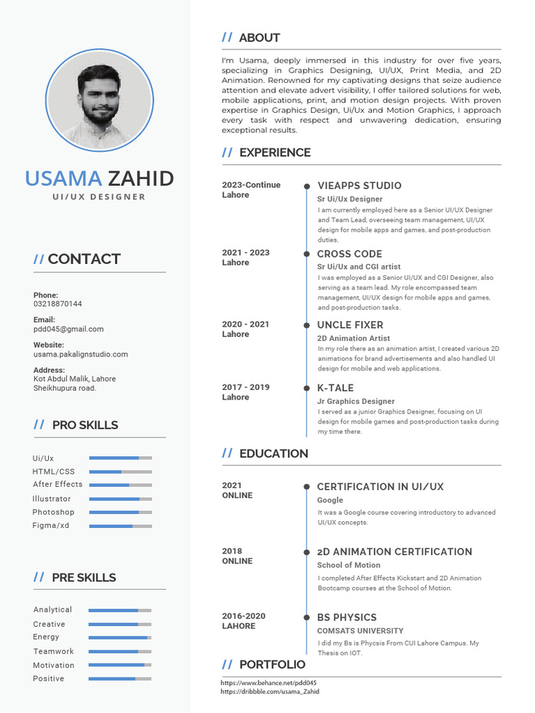 usama Zahid CV1.1 | PDF | Design | Computing