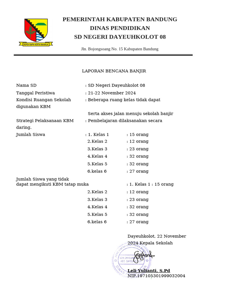 Laporan Banjir Dyk 08 | PDF