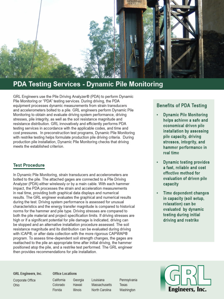 GRL PDA ServiceBrochure | PDF | Deep Foundation | Accelerometer