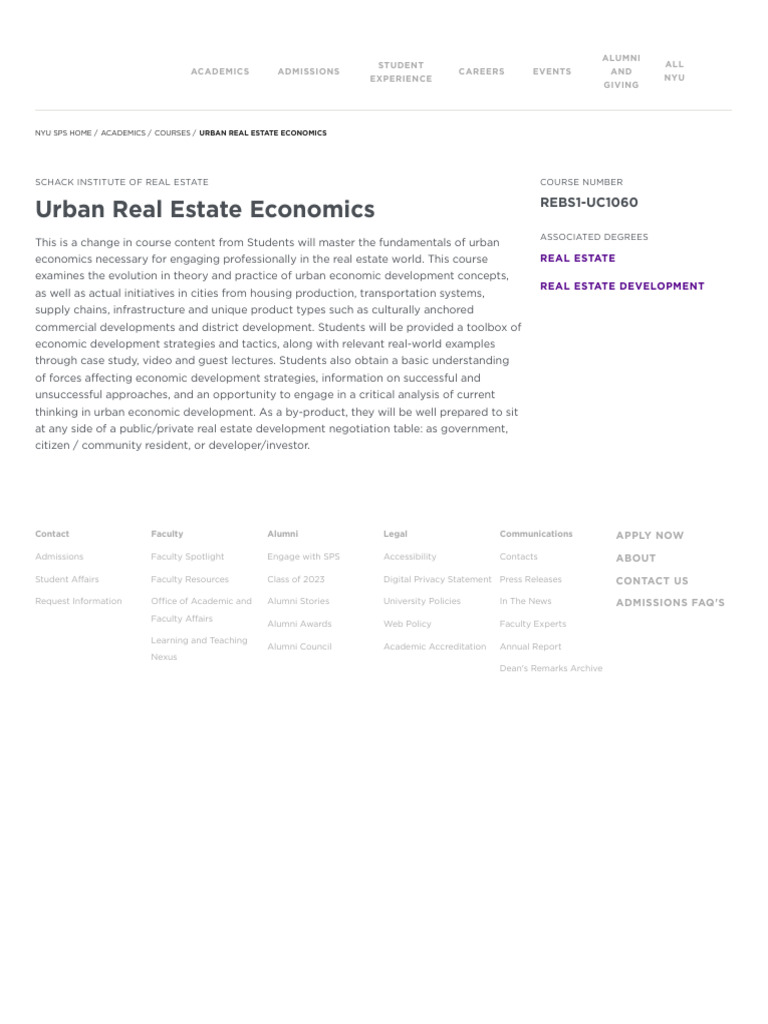 Urban Real Estate Economics - NYU SPS | PDF | Agile Software Development | Cognition