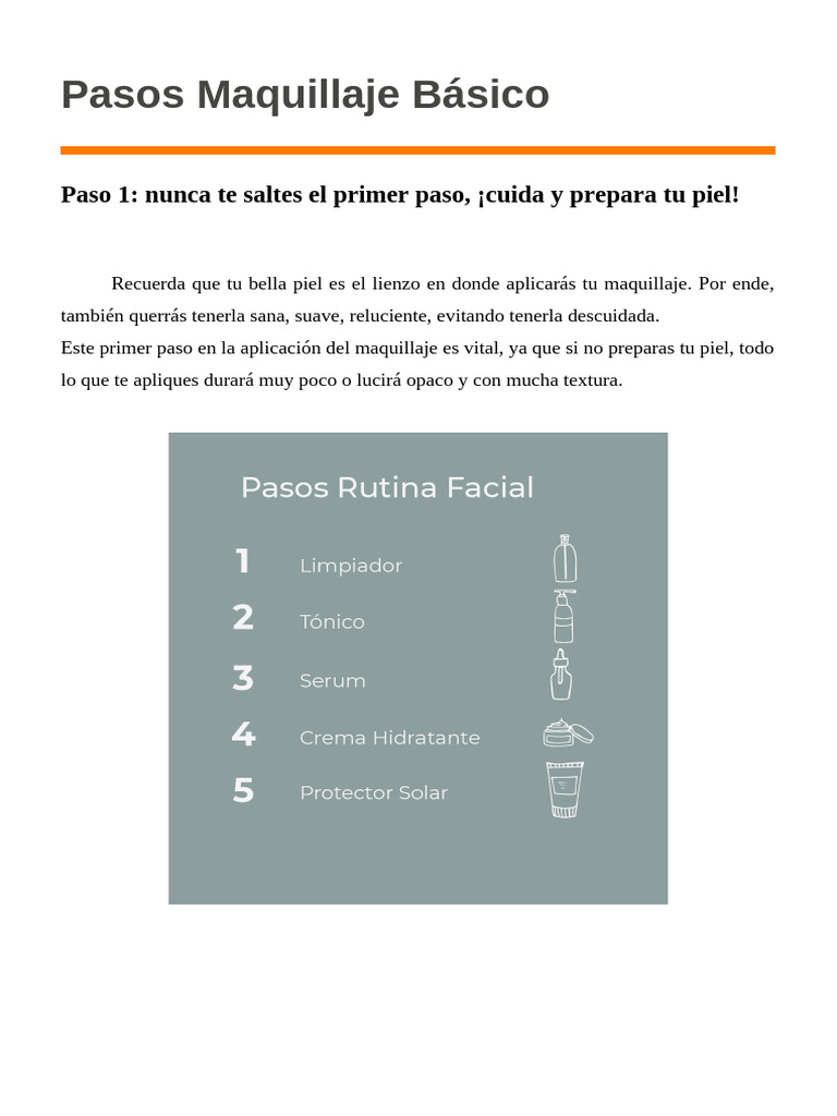 Pasos Maquillaje Básico | PDF | Productos cosméticos | Arte Corporal