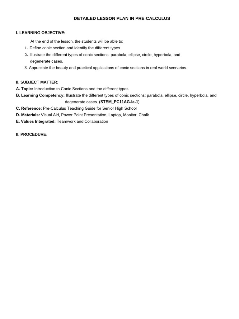 DLP Pre-Calculus (Conic Section) | PDF | Perpendicular | Euclidean Geometry