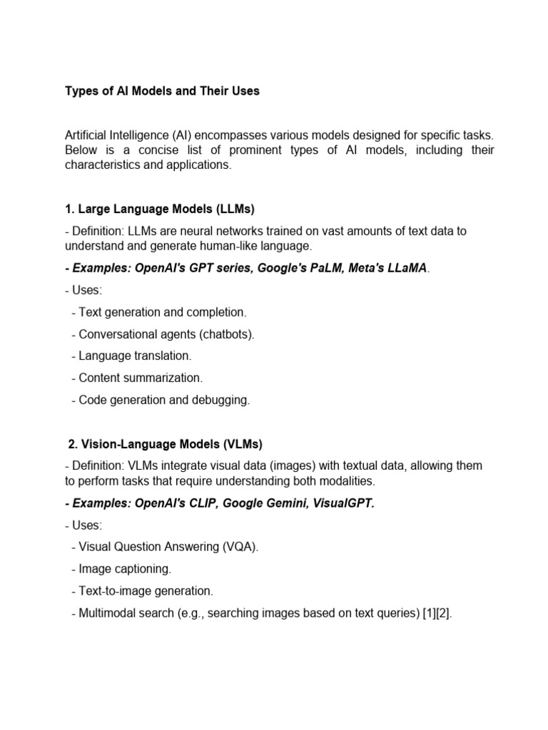 Types of AI Models and Applications | PDF | Artificial Intelligence ...