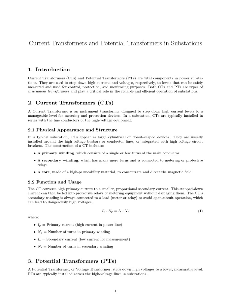 CT and PT description | PDF | Electrical Substation | Transformer