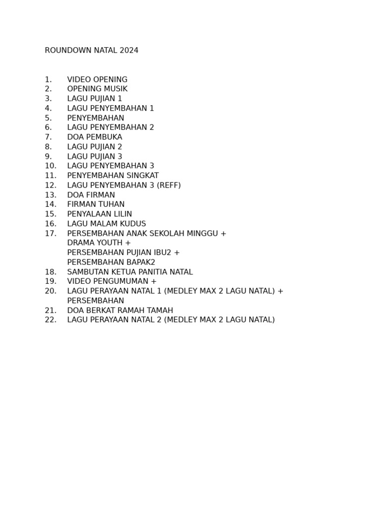 Roundown Natal 2024 | PDF | Seni