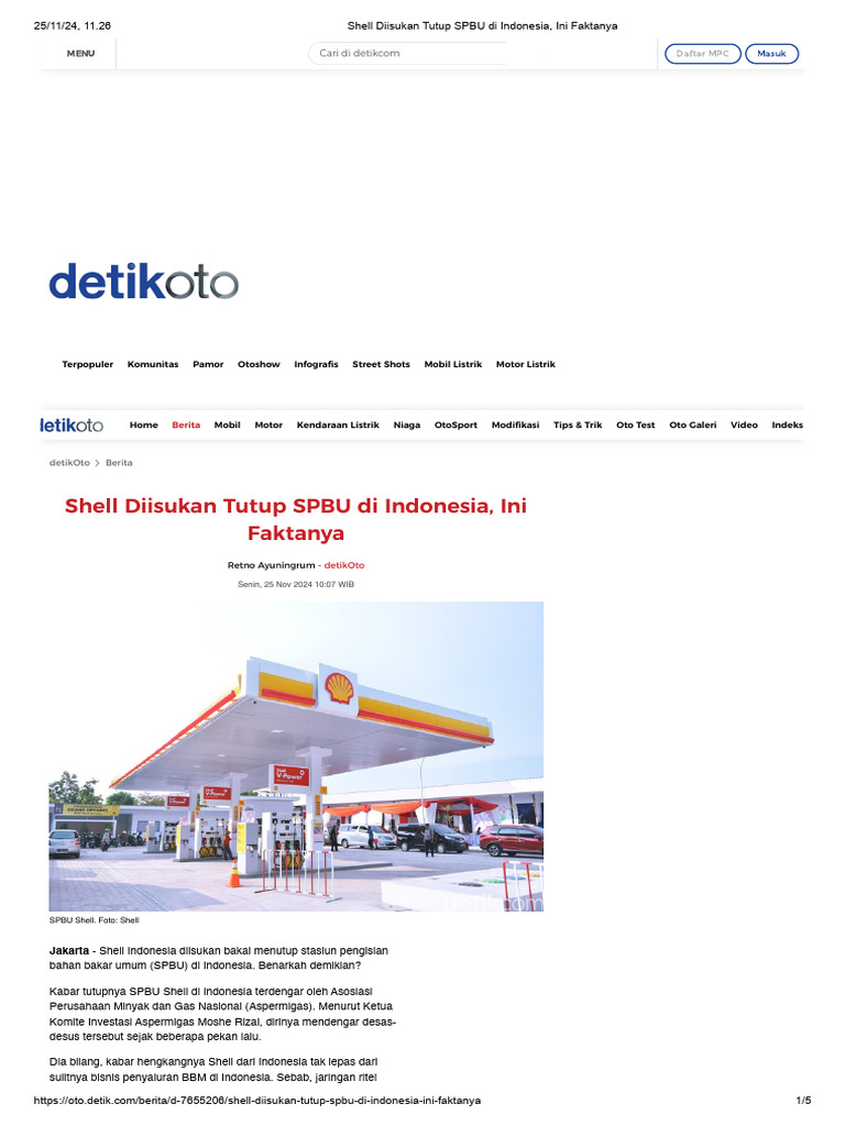Shell Diisukan Tutup SPBU Di Indonesia, Ini Faktanya | PDF