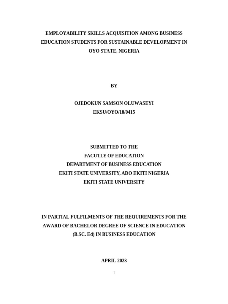 Oluwaseyi Project 222 | PDF | Sustainability | Sustainable Development