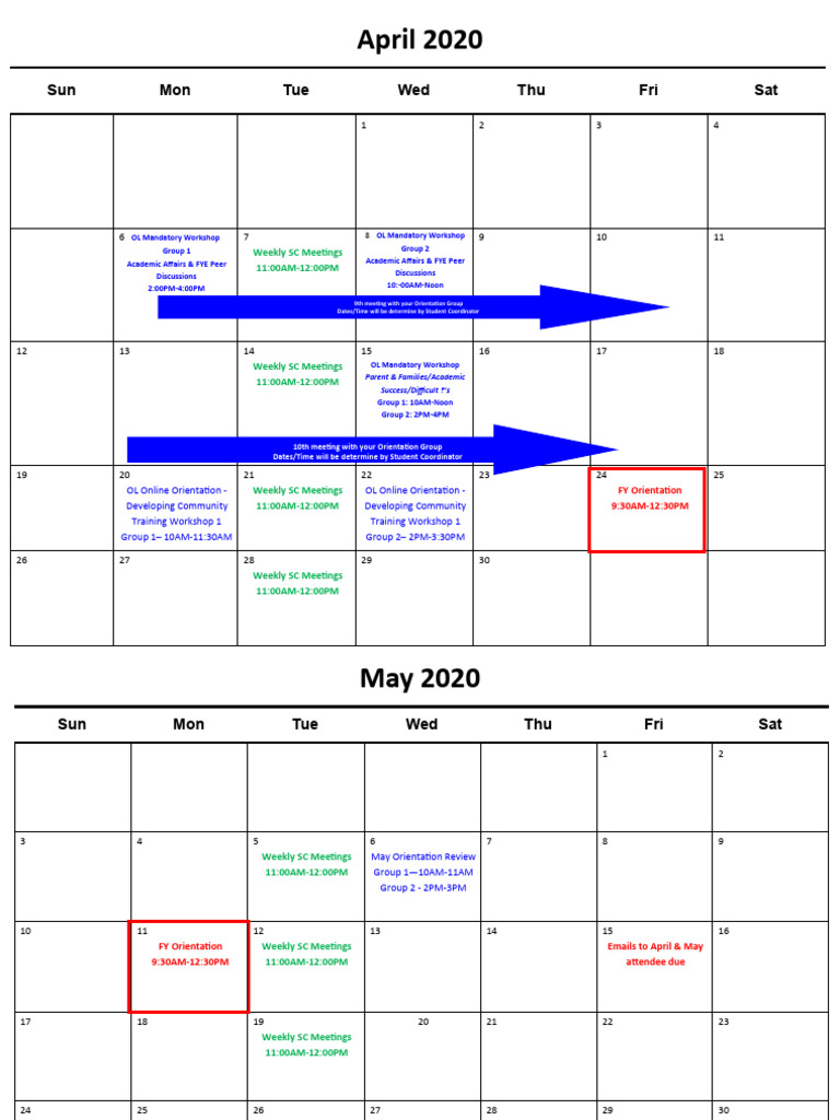 Spring - Summer OL Calendar - Updated Online Programing | PDF