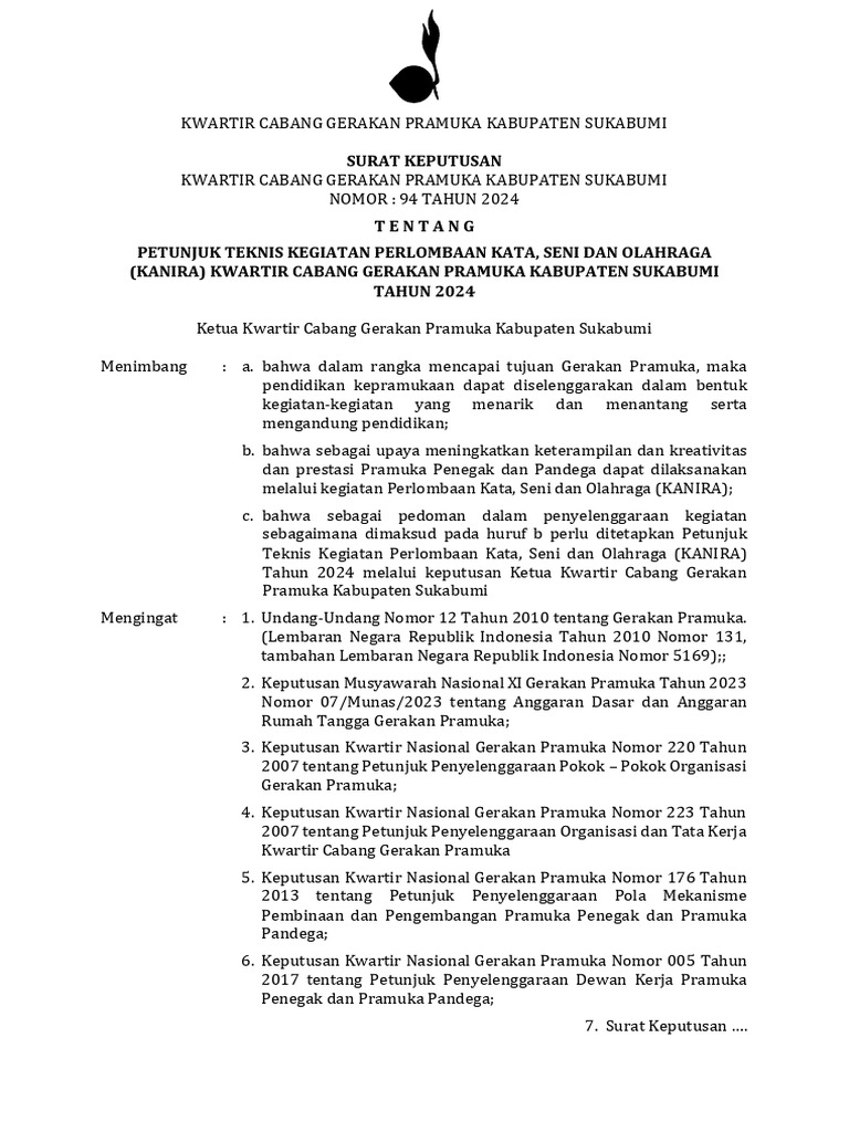 SK Juknis Kanira Tahun 2024 | PDF