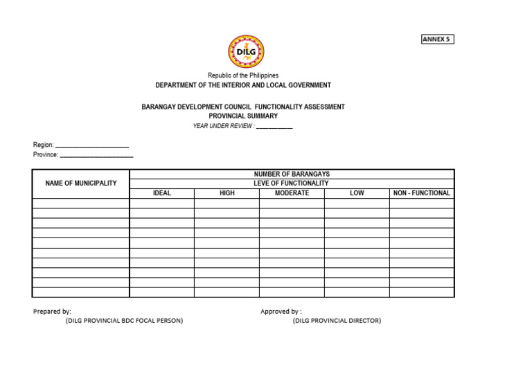BDC Provincial Form Form 5 | PDF