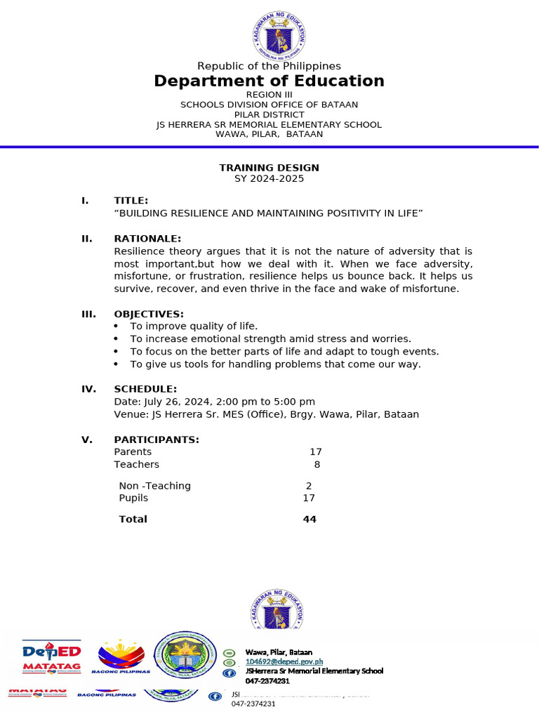 Building Resilience Training Session | PDF | Psychological Resilience ...