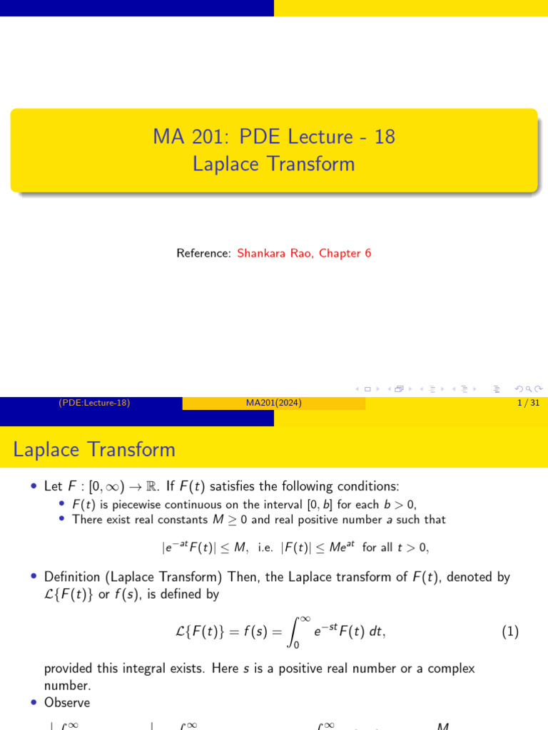 MA201 2024 PDE Lecture Slides Lec18 | PDF | Partial Differential Equation | Mathematics
