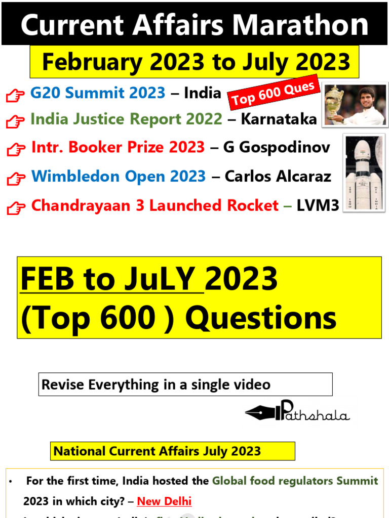 July 2023 Current Affairs Overview | PDF | Cost Of Living