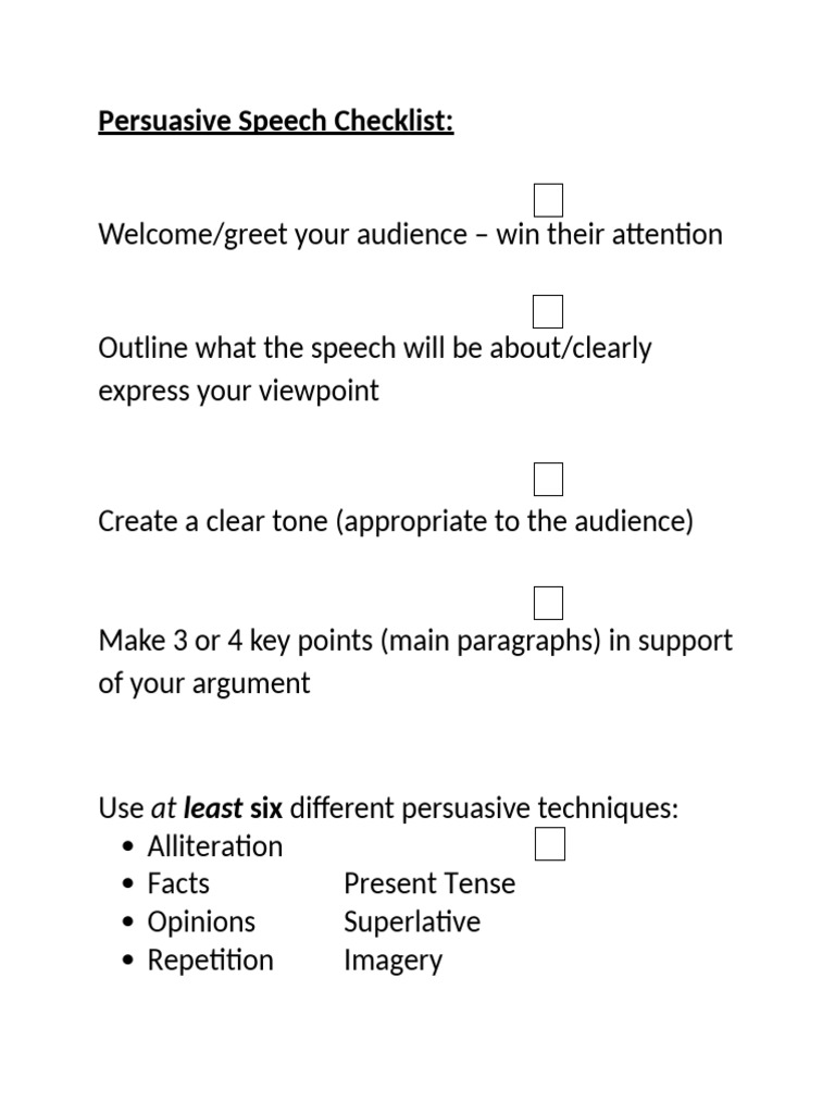 Lesson 4 - Speech Sample Intro and Checklist | PDF | Human ...