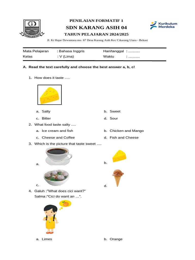 Kisi Asas Ganjil Bing Kelas 5 | PDF | Foods | Cuisine