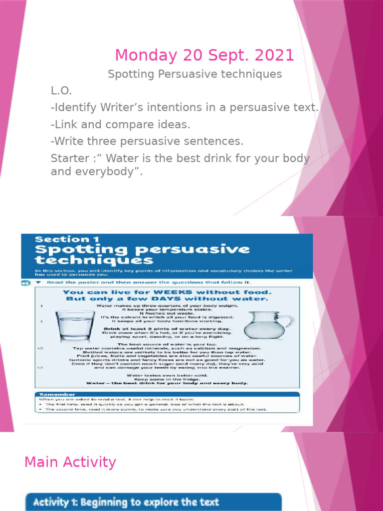 Lesson2 Section 1 - Spotting Persuasive Techniques. | PDF