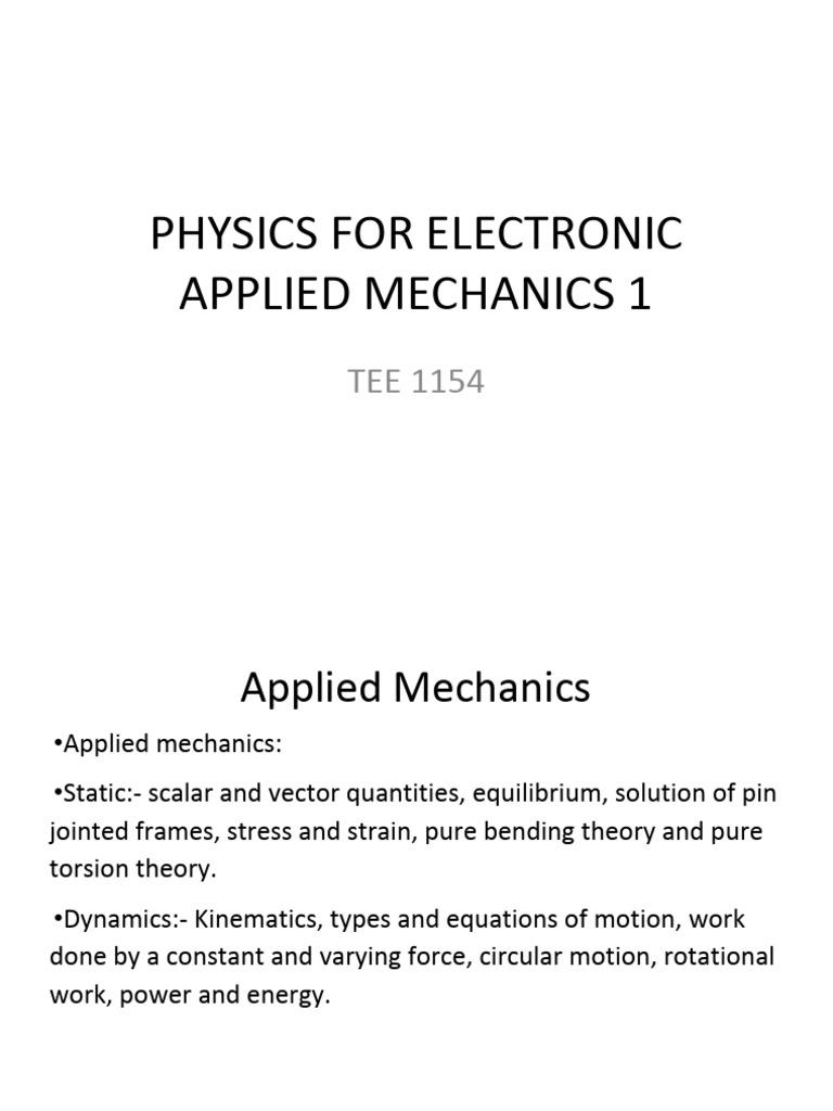 Physics For Electronic Engineers Applied Mechanics | PDF | Euclidean ...