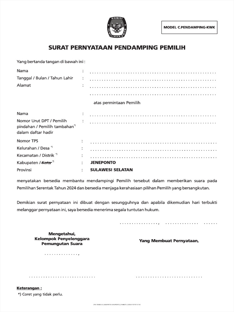 C Pendamping - 730400 - Bupati Jeneponto - Print | PDF