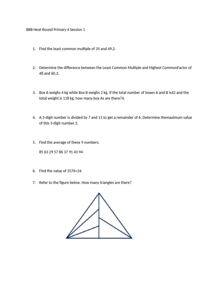 Math Problem Solving Questions | PDF | Sports & Recreation