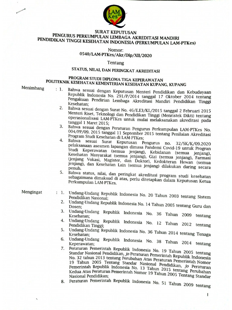 Akreditasi Prodi d3 Keperawatan 2020 | PDF