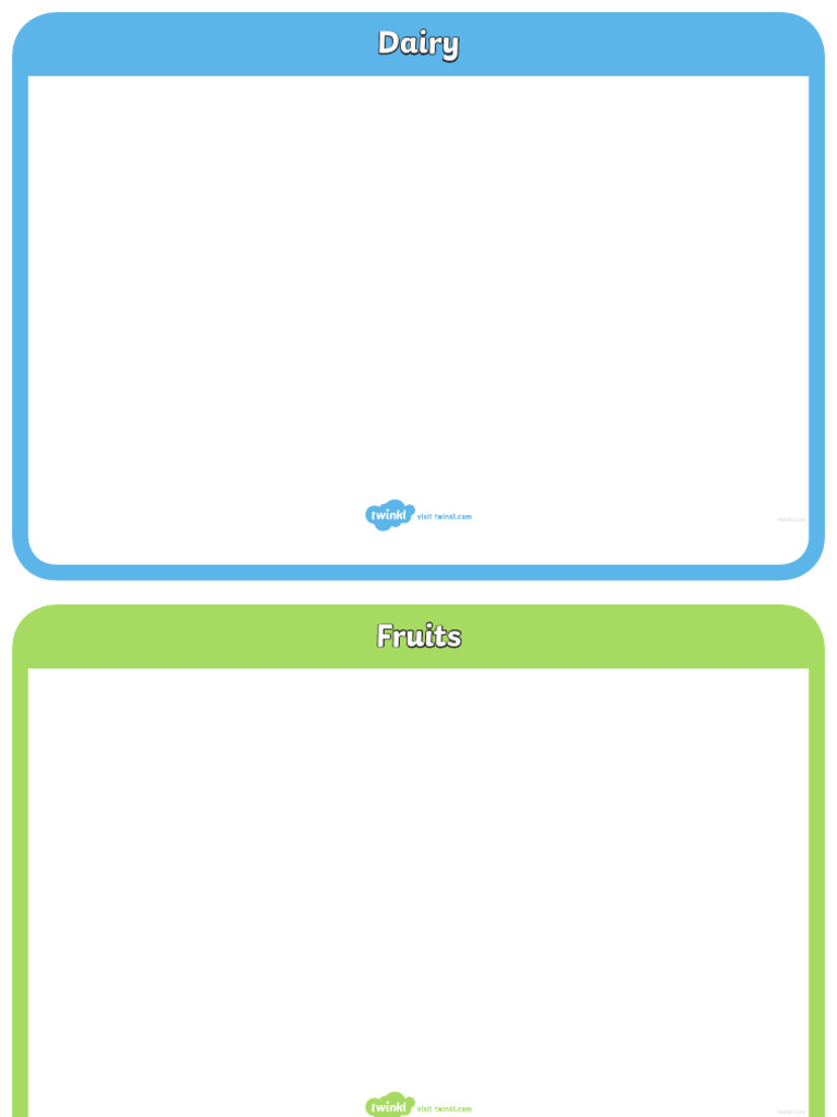 A4 Pages - Food Group Sorting Activity | PDF