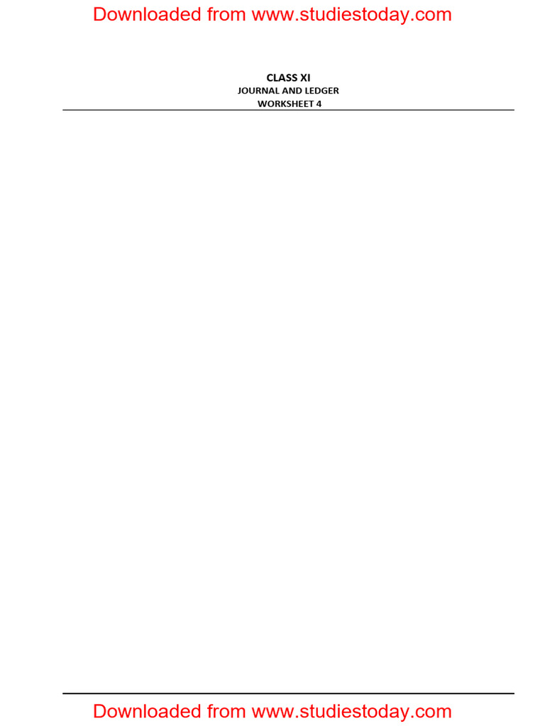 CBSE Class 11 Accountancy Journal and Ledger Worksheet Set B | PDF ...