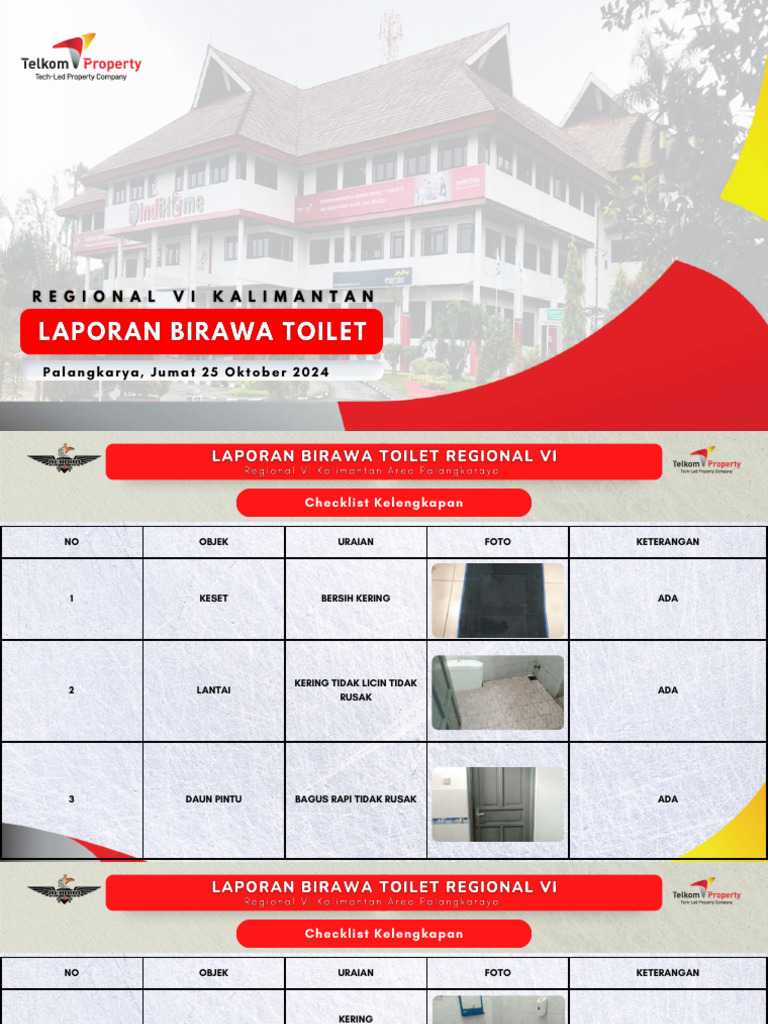PLK LAPORAN BIRAWA TOILET 25 Oktober 2024 | PDF