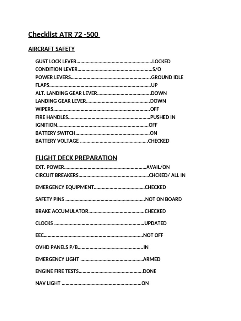 Checklist ATR 72 | PDF