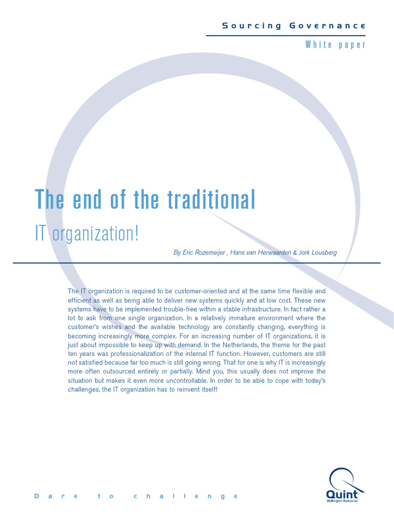 Reinventing the IT Organization Today | PDF | Governance | Supply Chain