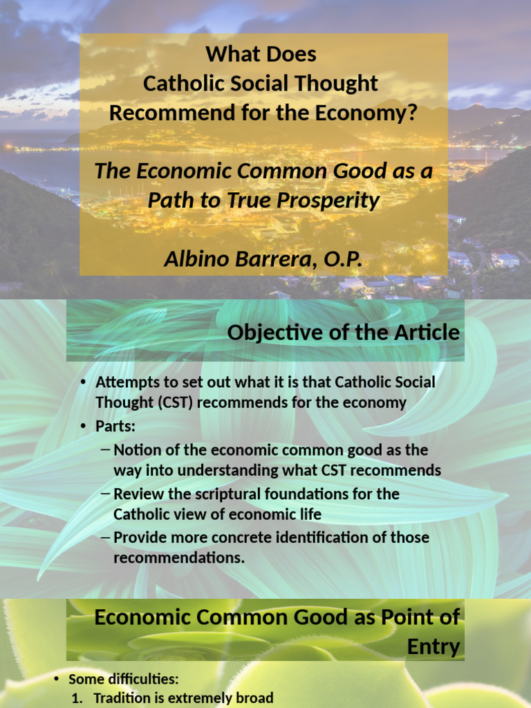 Chapter 4.2 What Does CST Recommend For The Economy | PDF | Catholic ...