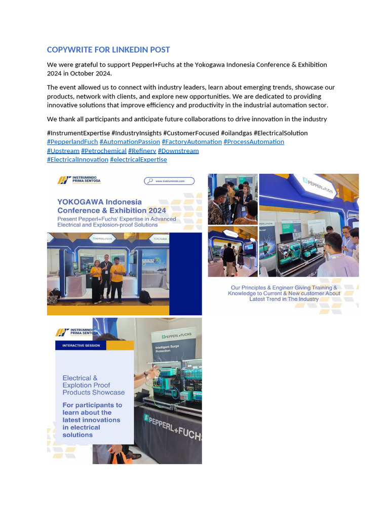 Draft Post Linkedin - Yokogawa P+F Showcase | PDF