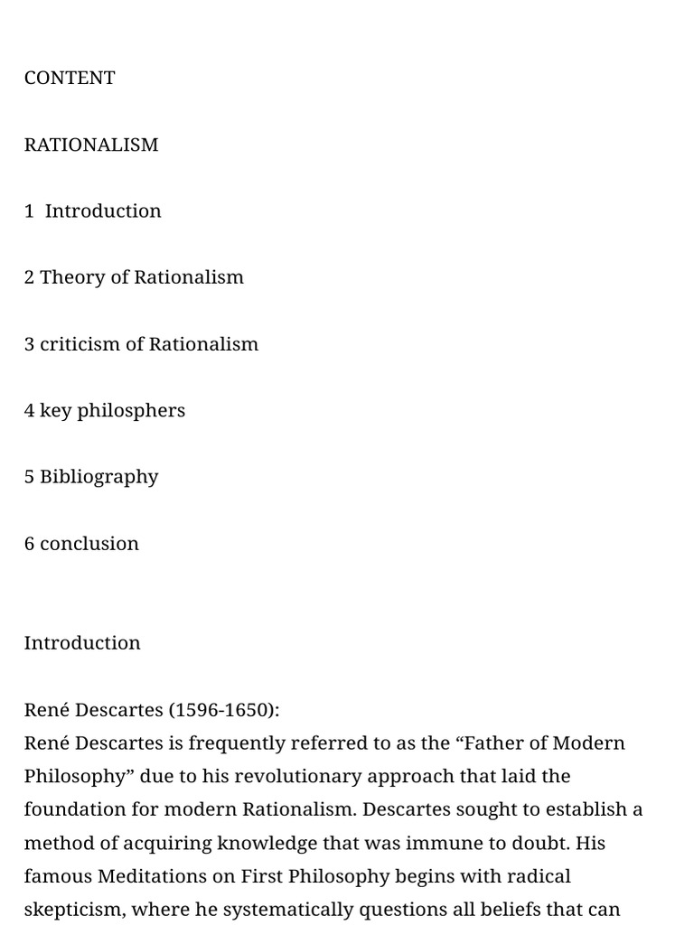 Understanding Rationalism: Key Concepts | PDF | Rationalism | Empiricism