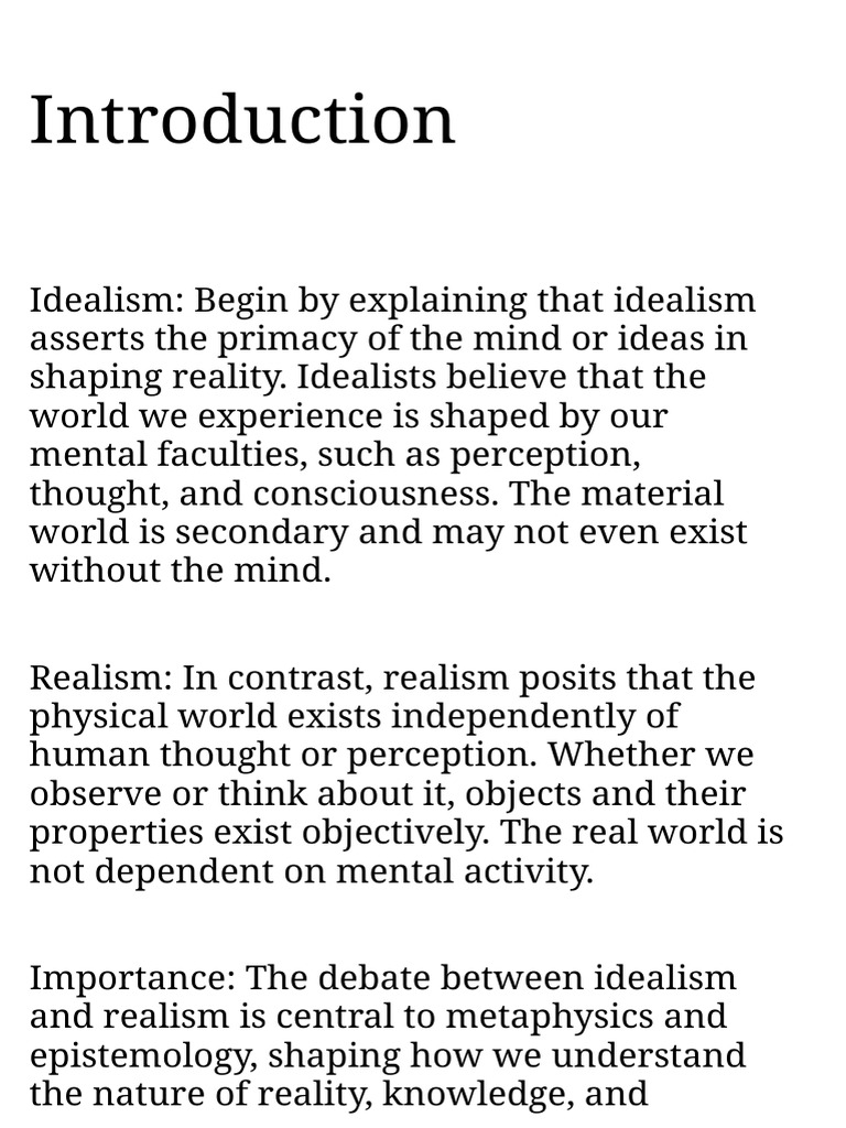 Realism and Idealism | PDF | Idealism | Philosophical Realism