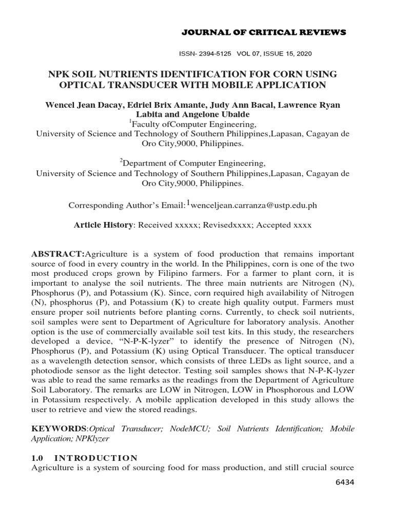 NPK Sensor | PDF | Absorption Spectroscopy | Light Emitting Diode