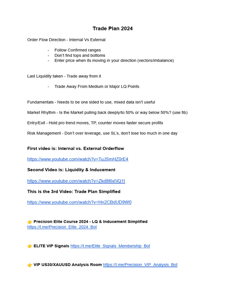 Trade Plan 2024 | PDF