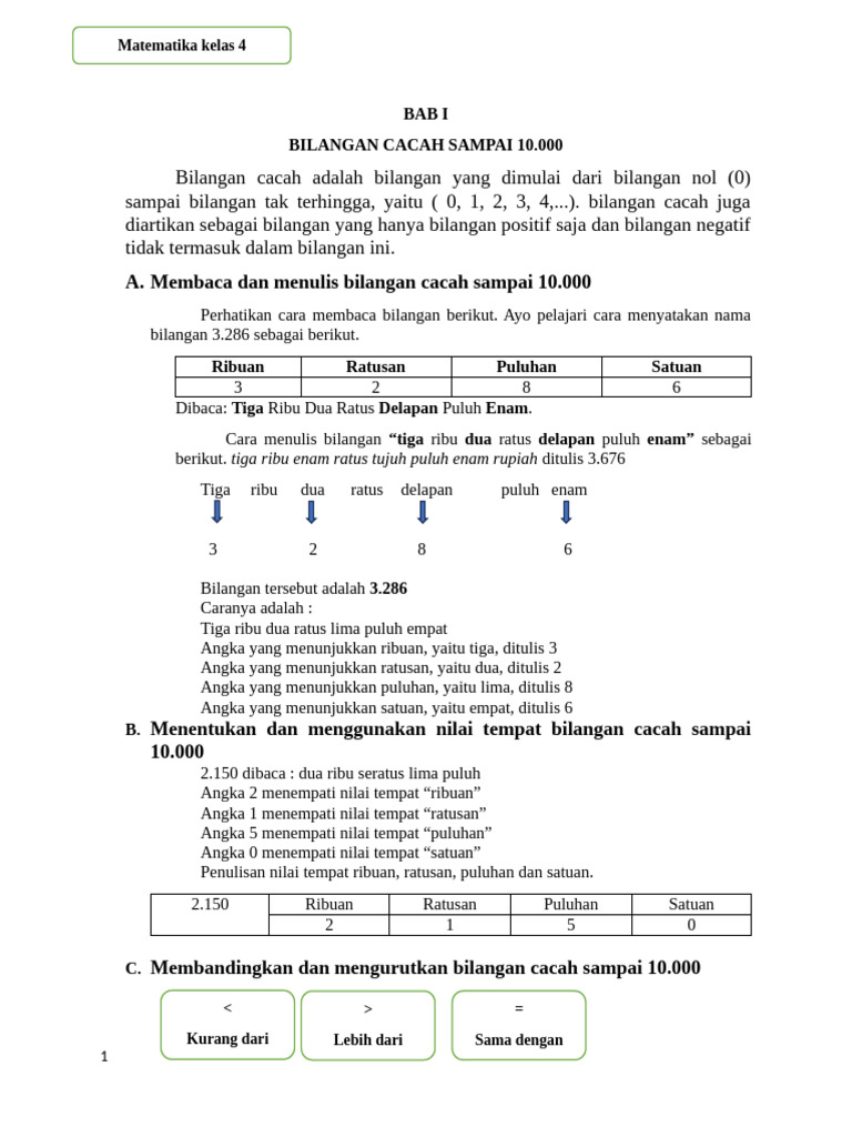 Modul MTK Kelas 4 | PDF