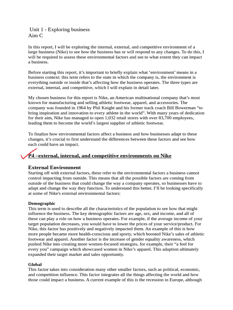 Unit 1 Aim C Sample | PDF | Nike | Supply Chain